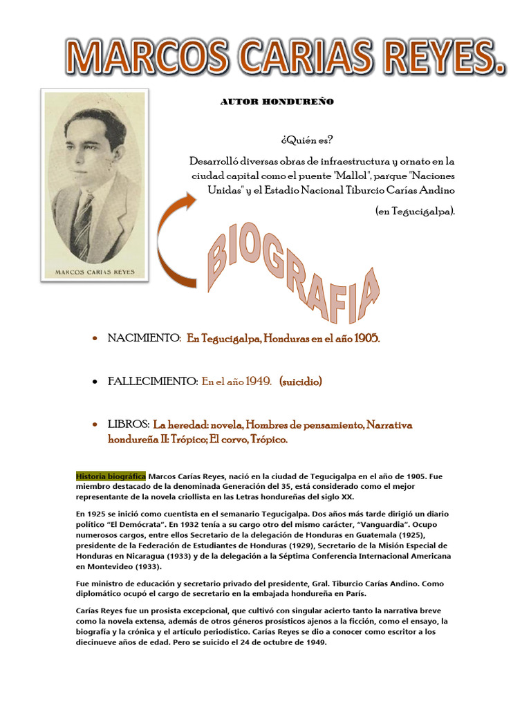 Biografía de Marcos Carías Reyes | PDF | Política | Historia