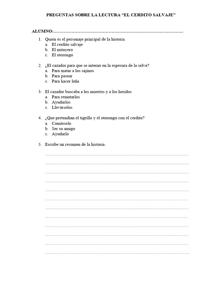 Preguntas Sobre La Lectura | PDF