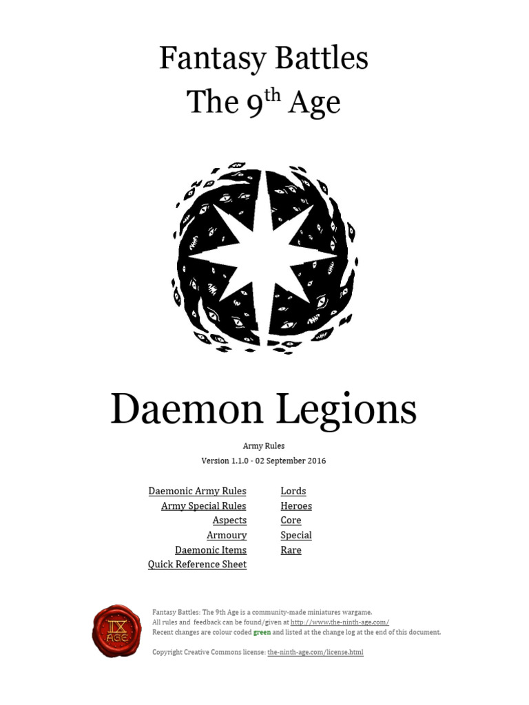 The Ninth Age Daemon Legions 1 1 0 | PDF | Magician (Fantasy)