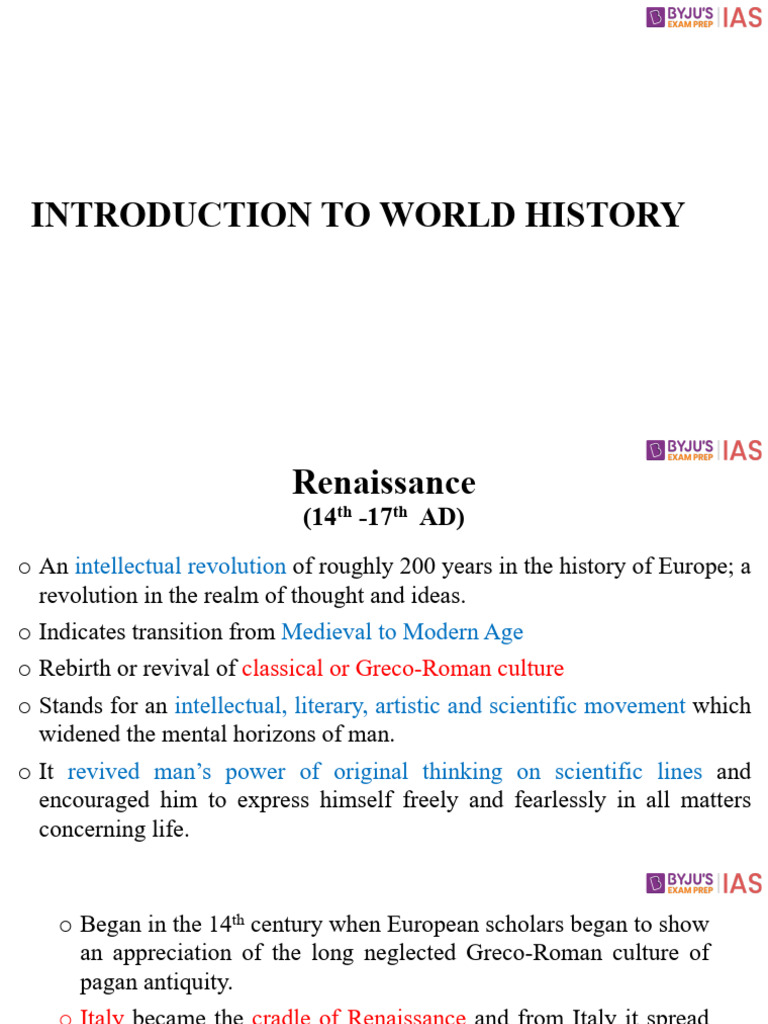 Introduction To World History | PDF | Renaissance | Age Of Enlightenment