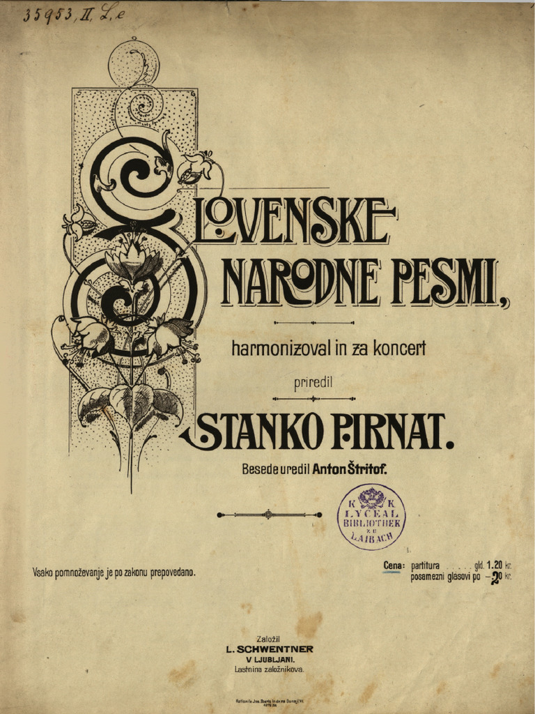 Stanko Pirnat - Slovenske Narodne Pesmi | PDF