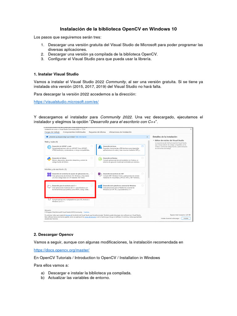 Instalar OpenCV en Visual Studio 2022 | PDF | Biblioteca (informática ...