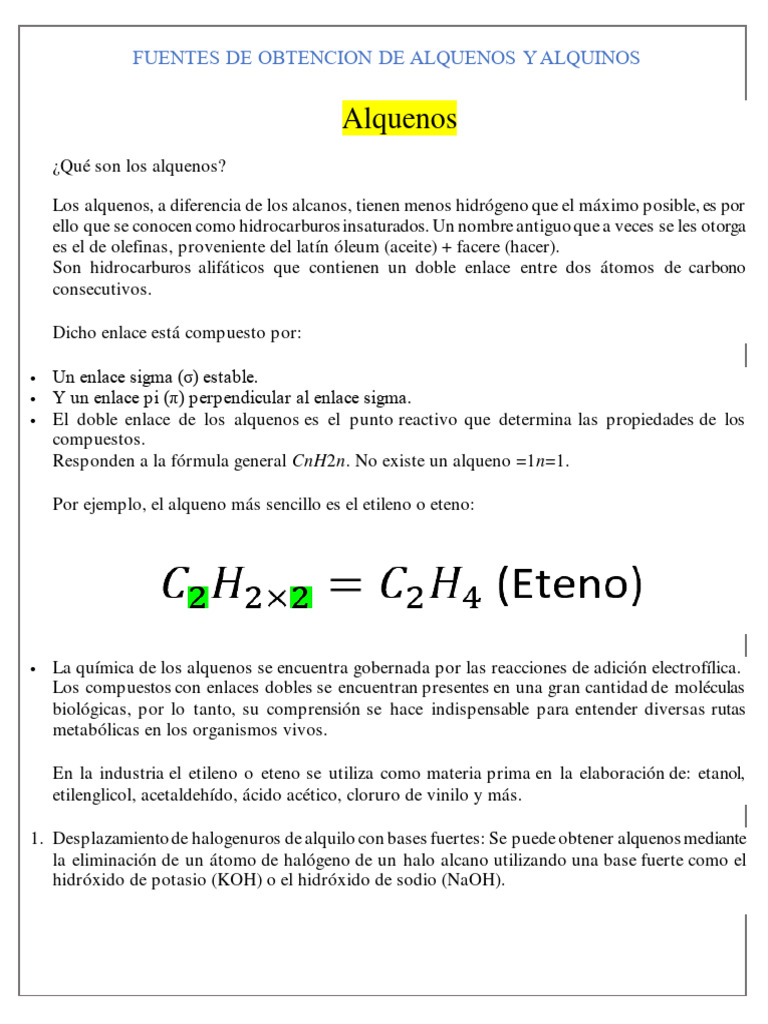 Alquenos Pdf Alqueno Etileno