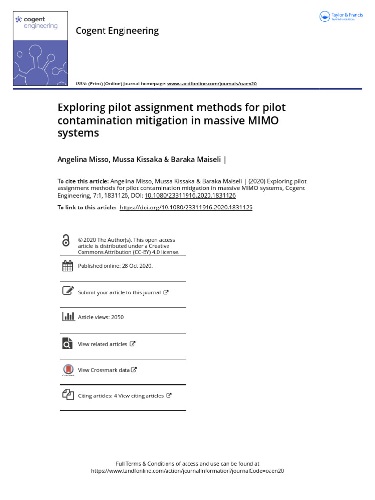 Exploring pilot assignment methods for pilot contamination mitigation in massive MIMO systems ...