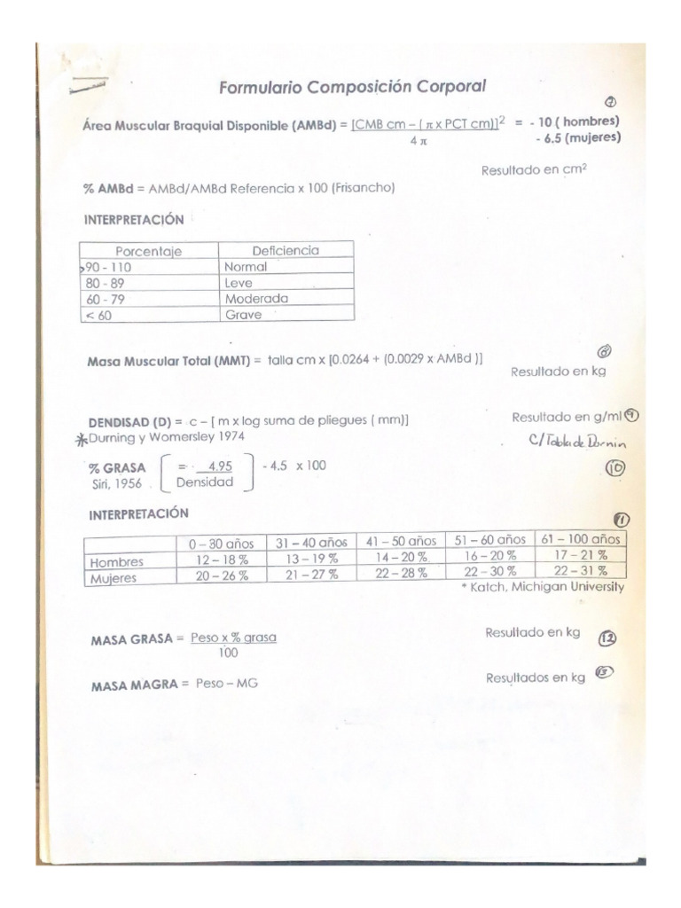 Formulario Composición Corporal | PDF