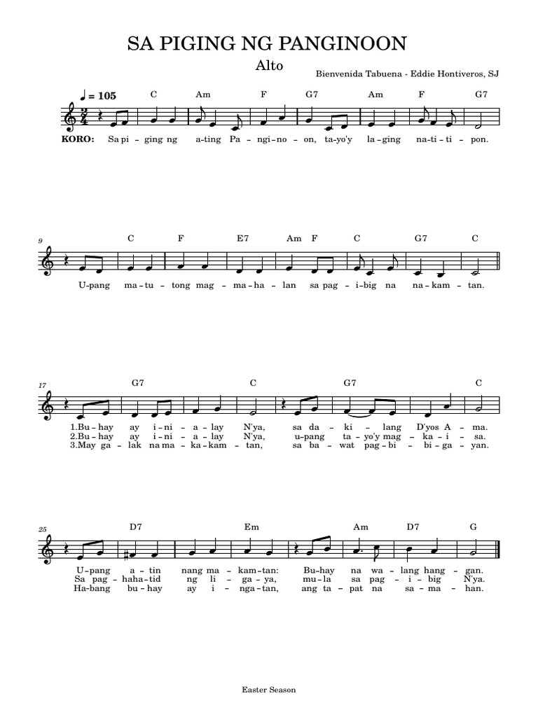 SA - PIGING - NG - PANGINOON Alto | PDF