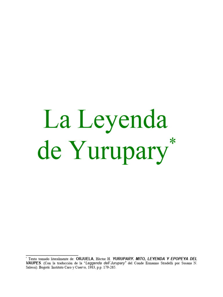 La Leyenda de Yurupary Hector Orjuela | Descargar gratis PDF | Pena capital