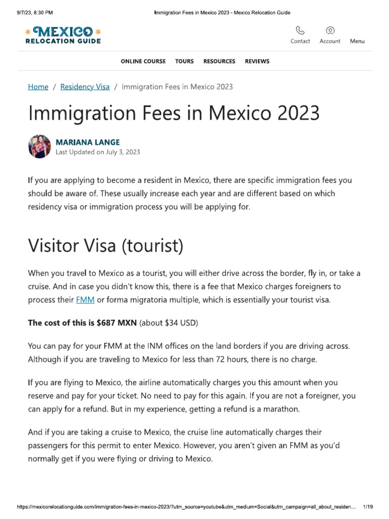 Immigration Fees For 2023 | PDF