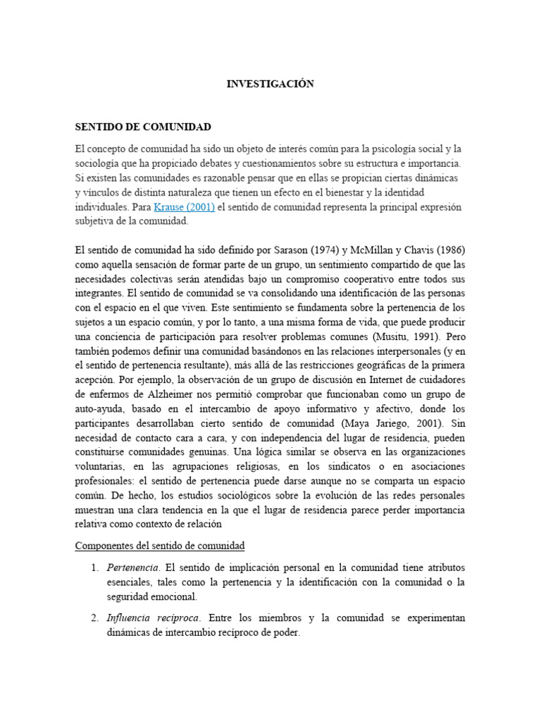SENTIDO DE COMUNIDAD (1) | PDF | Comunidad | Las emociones