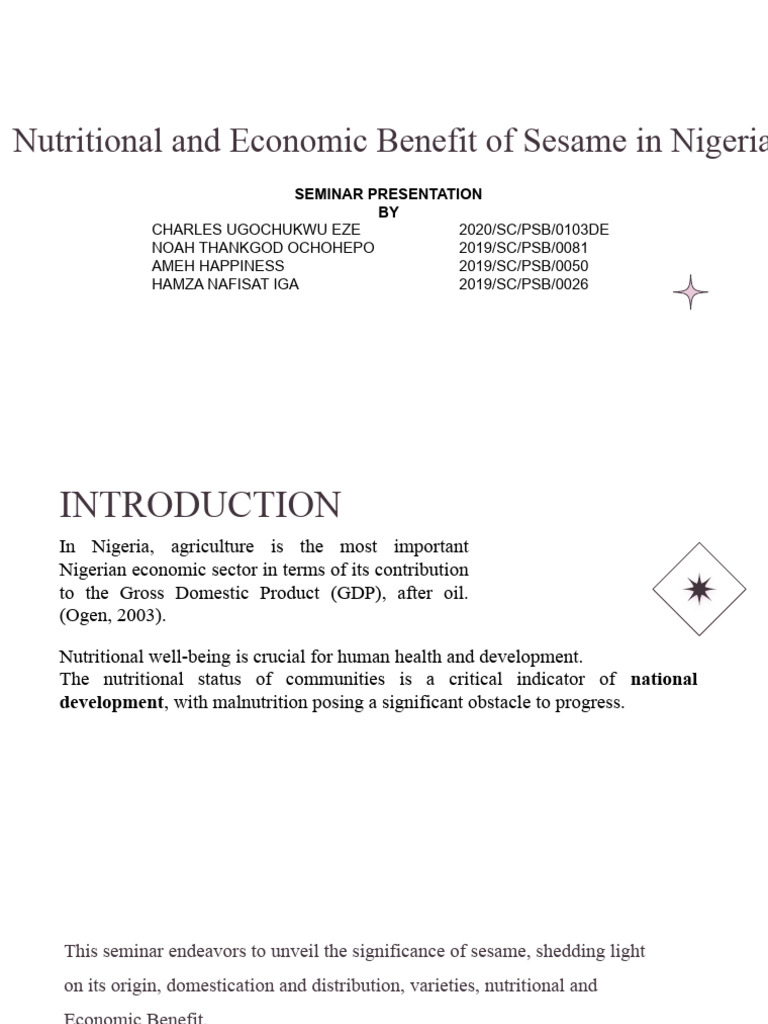 Nutritional and Economic Benefit of Sesame | Download Free PDF | Sesame ...