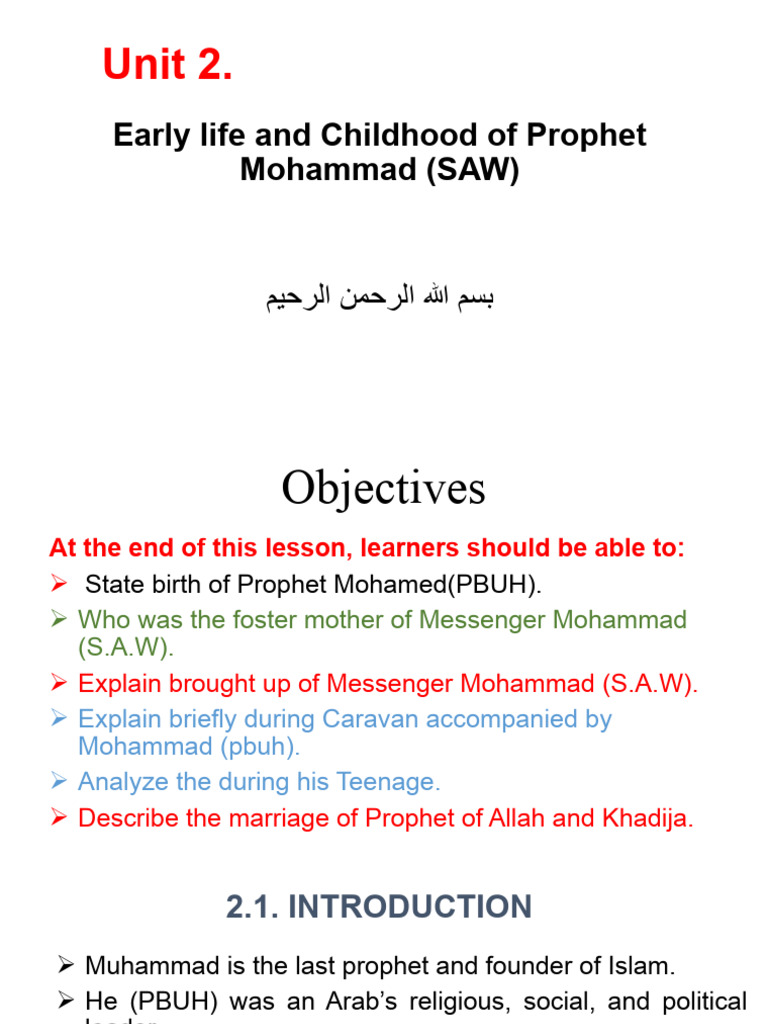 Early Life and Childhood of Mohammad - Saw-1 | PDF | Muhammad | Life Of ...