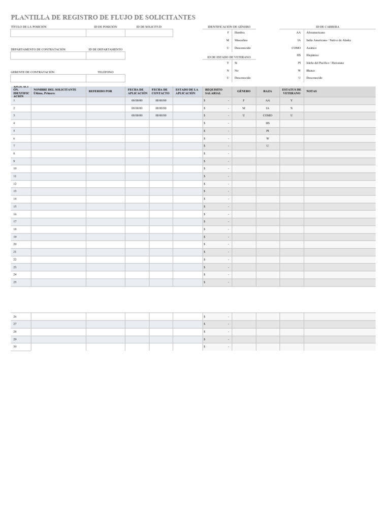 IC Applicant Flow Log Template 27049 ES | PDF