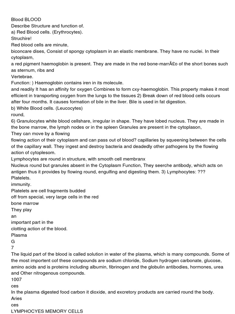 Blood Circulation (Word) | PDF | Heart | Vein