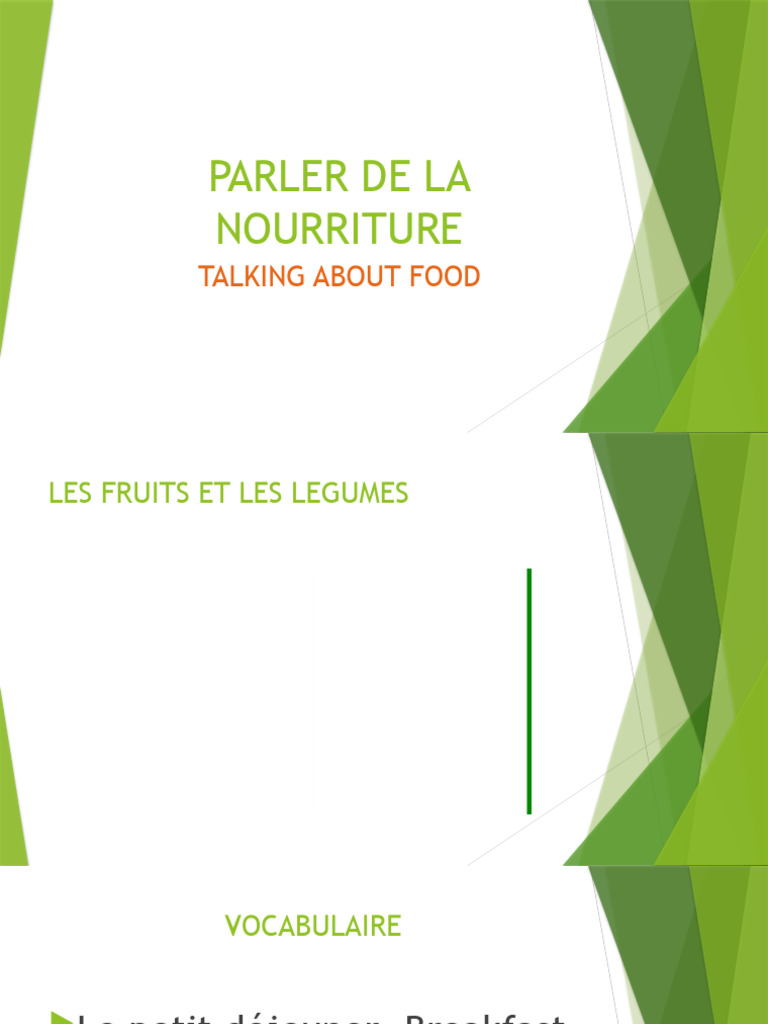 Parler de La Nourriture | PDF | Cuisine | Nourritures