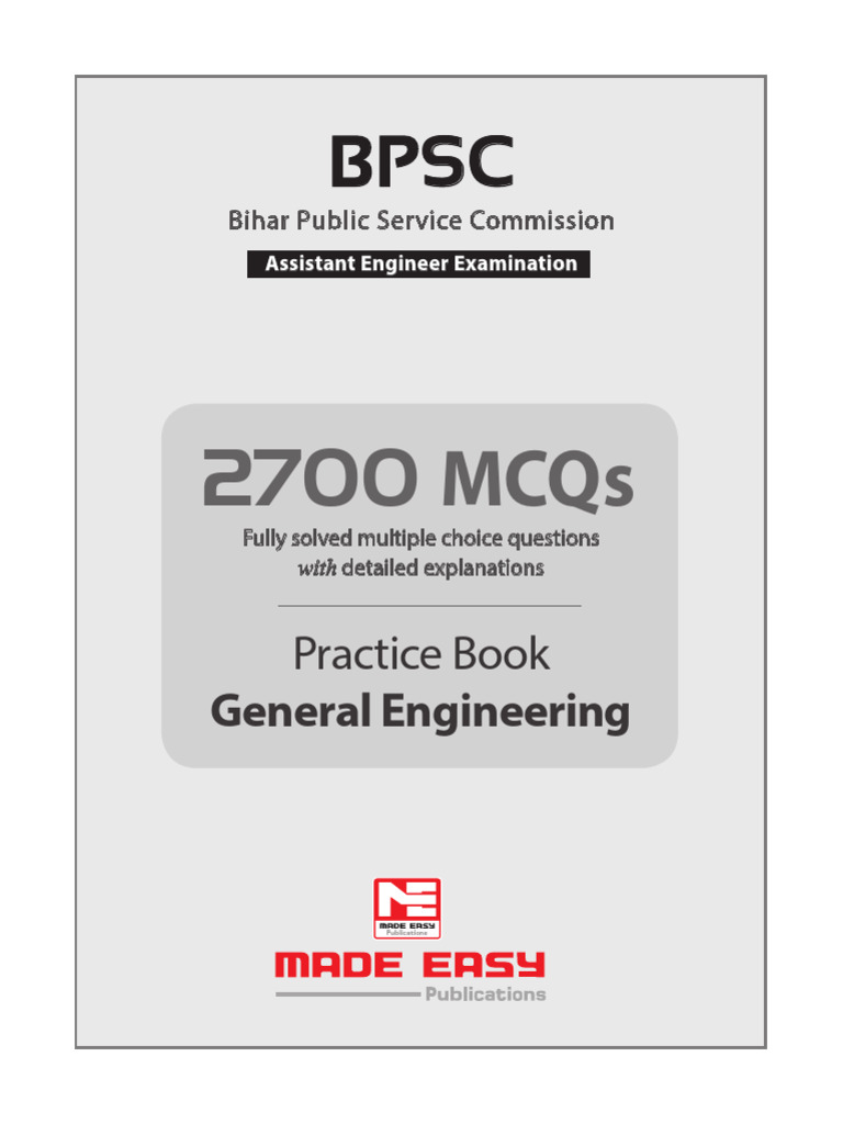 19 - BPSC (AE) - 2700 MCQs Prac. Book Gen - Engineering | PDF | Multiple Choice