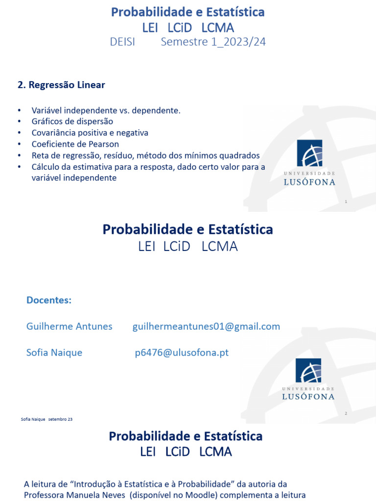 Regressão Linear Slides De Estatística Descritiva Pdf Gráfico De Dispersão Regressão Linear