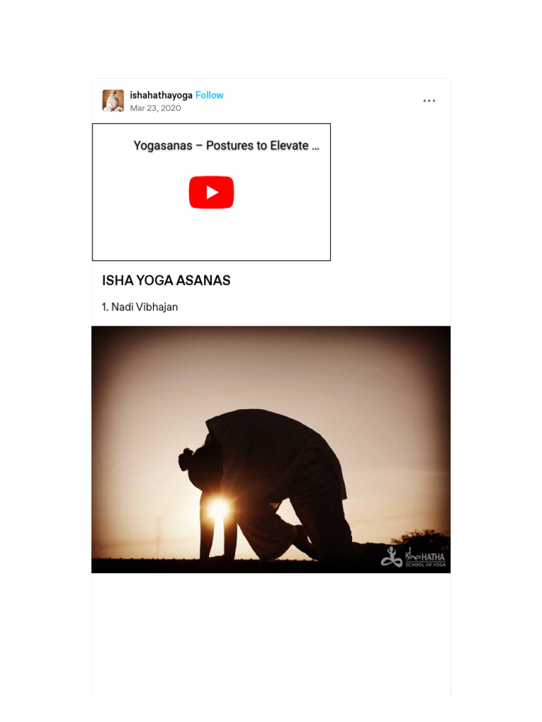 Isha Hatha Yoga Asanas Sequence | PDF