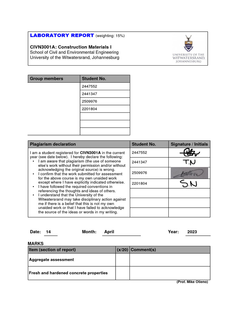 Civn3001 Lab Report | PDF | Concrete | Construction Aggregate