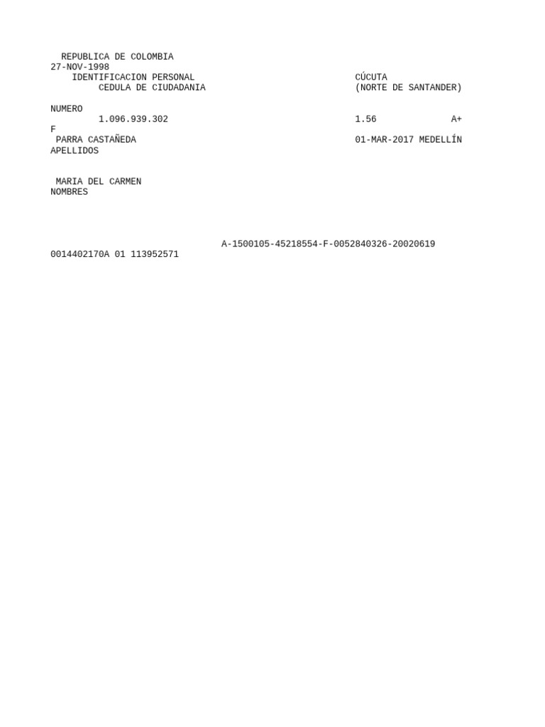 Cedula Colombiana Editable | PDF