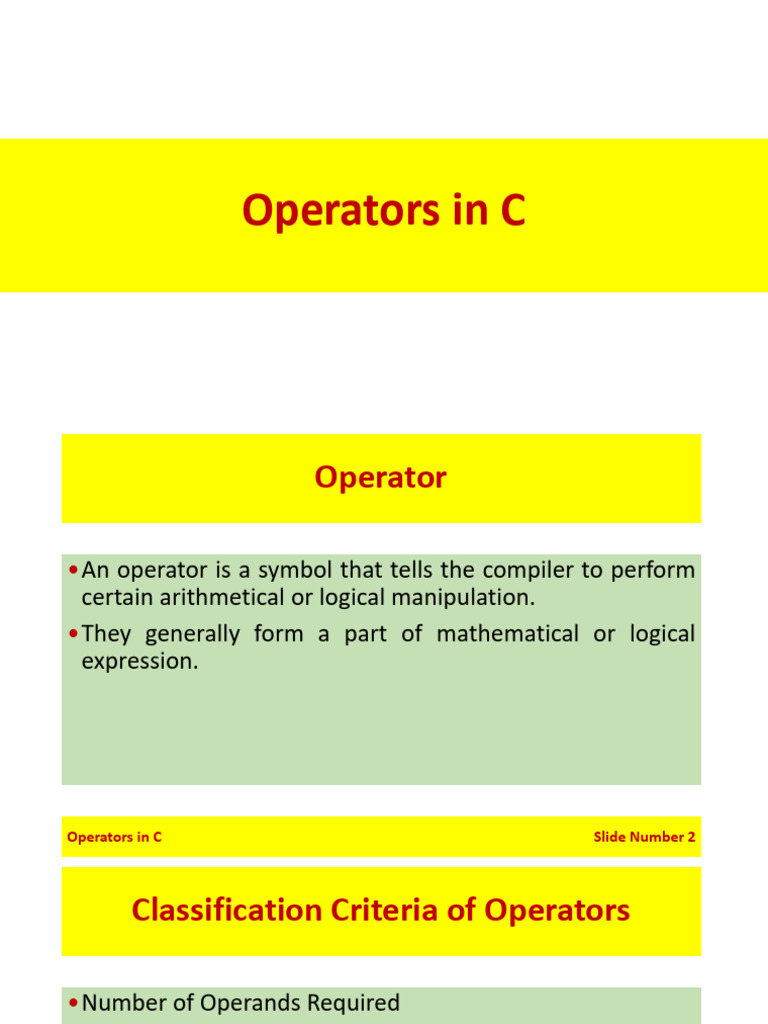 Operators in C by SXC Ranchi | PDF | Computer Programming | Mathematics Operators in C by SXC Ranchi | PDF | Computer Programming | Mathematics