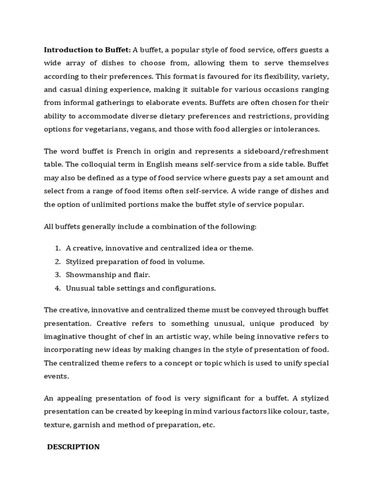 Buffet | PDF | Tableware | Menu