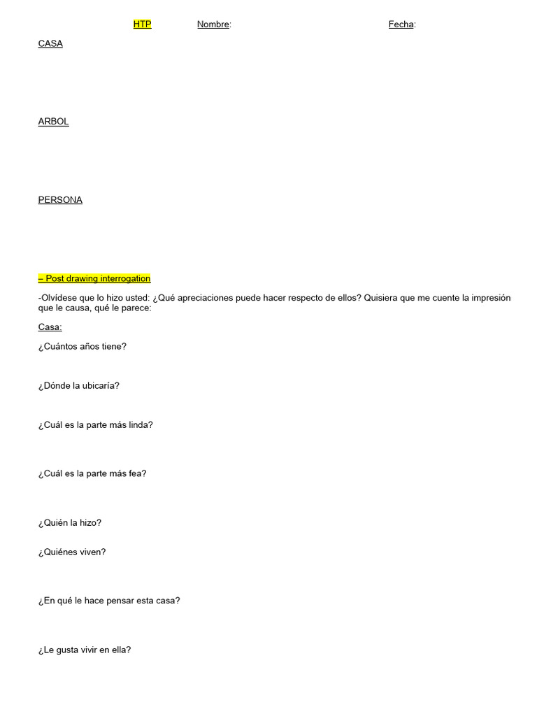 HTP-Post Drawing Interrogation | PDF