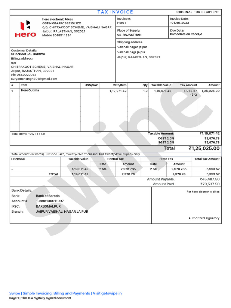 TVS1 For Customer | PDF | Receipt | Public Finance