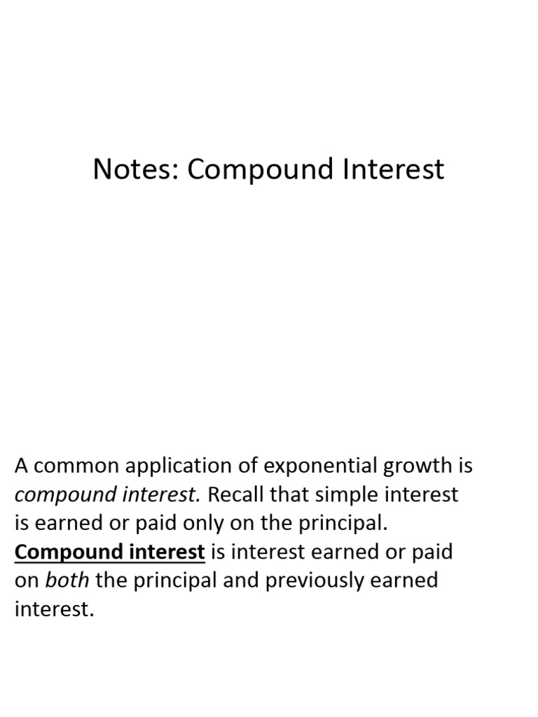 Notes Compound Interest | PDF | Interest | Compound Interest