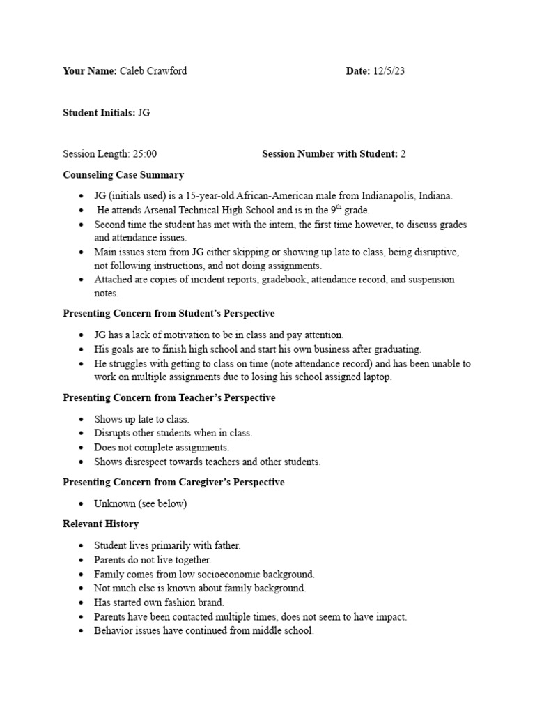 Caleb Crawford Case Conceptualization Presentation | PDF | Motivation ...