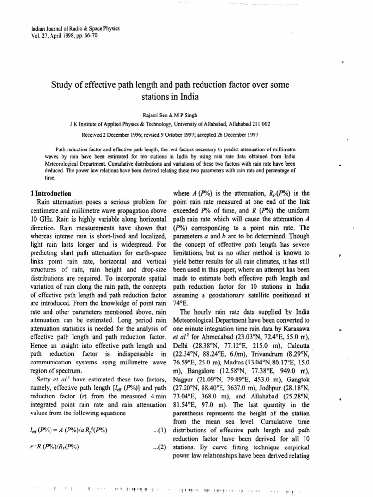 Effective Path Length & Reduction Factor in India | PDF | Rain ...