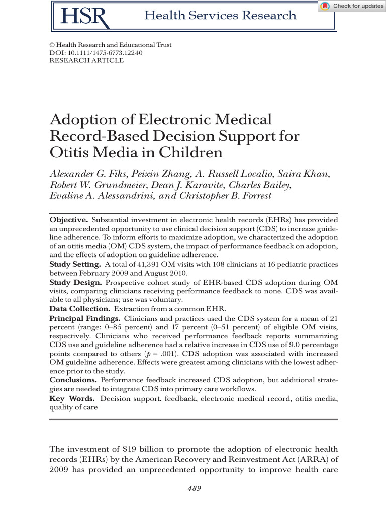Electronic Med Rec AOM | PDF | Electronic Health Record | Public Services