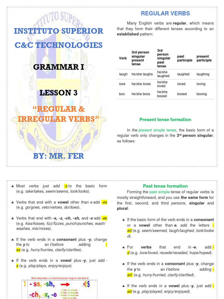 LESSON-3-REGULAR-IRREGULAR-VERBS | PDF