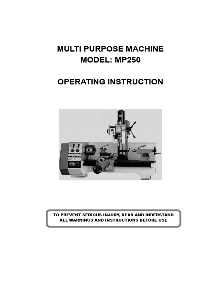 MP250 Manual | PDF | Gear | Screw
