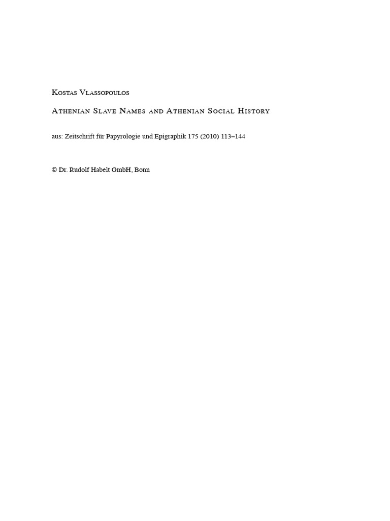 Athenian_slave_names_and_Athenian_social | PDF | Noun | Freedman