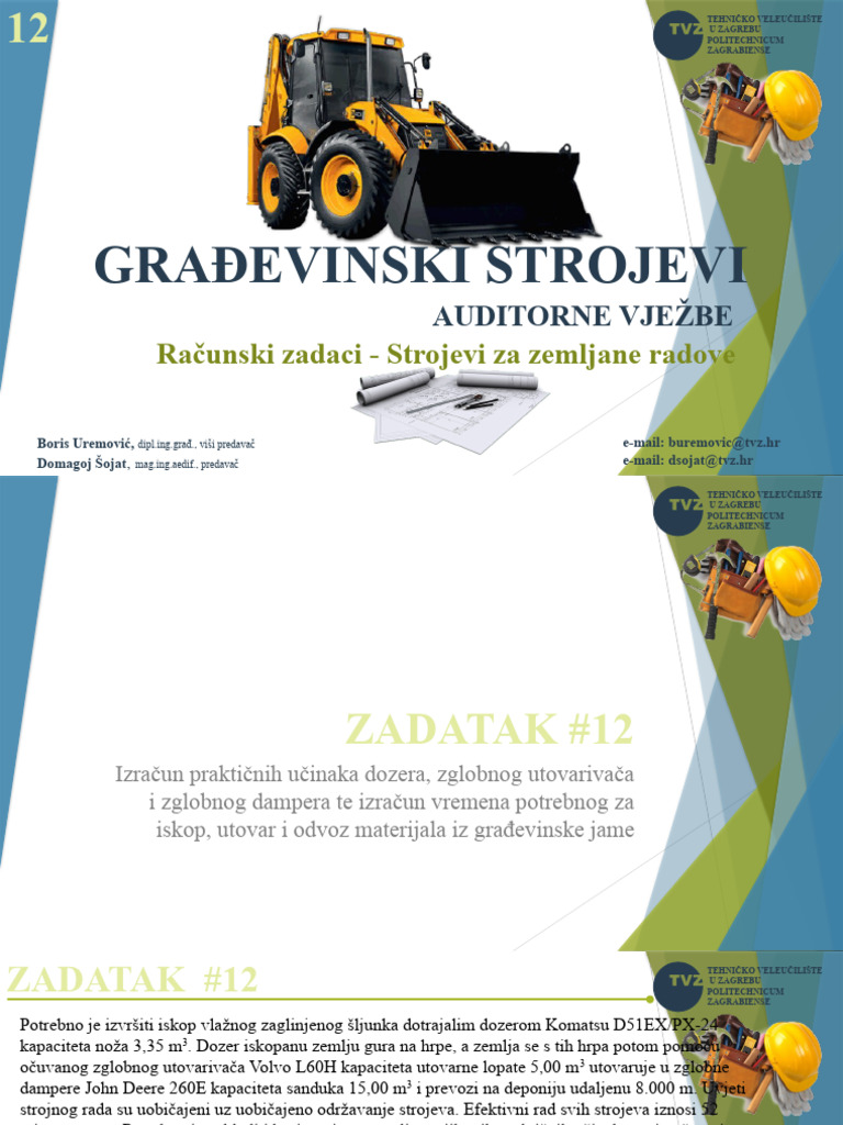 AV 2024 - Računski Zadaci - Strojevi Za Zemljane Radove 12 | PDF