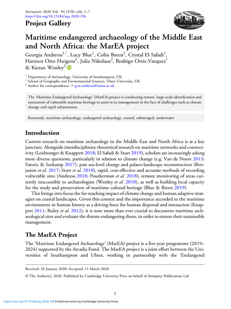 Maritime Endangered Archaeology of The Middle East and North Africa ...