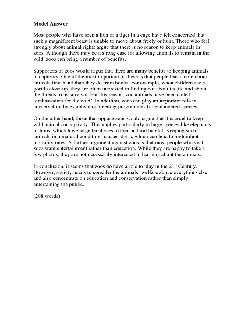 Zoos - Model Answer | PDF