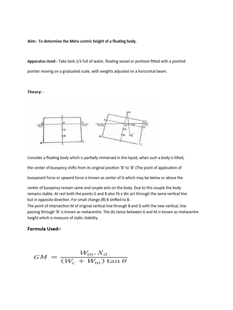 Stability of Floating Body-1 | PDF