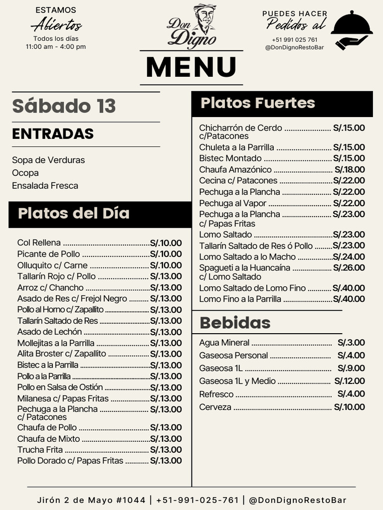 Digno Menu Diario | PDF | Interrogatorio intenso | Preparación de ...