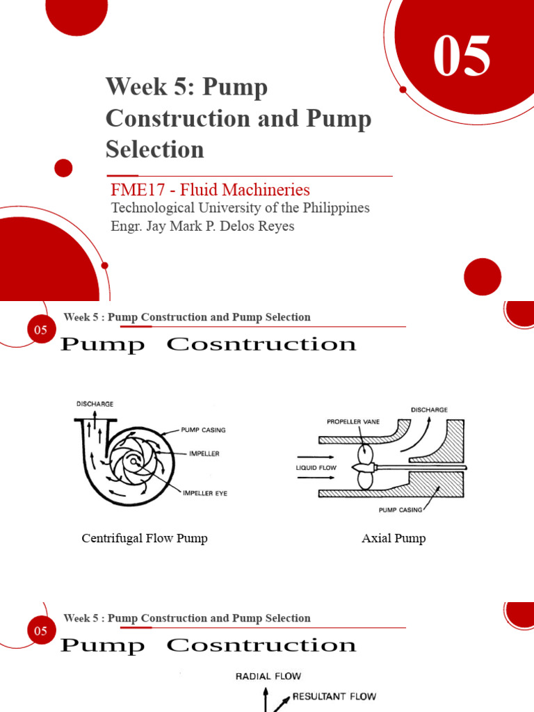 Week 5 Pump Construction and Pump Selection | PDF | Pump | Specification (Technical Standard)