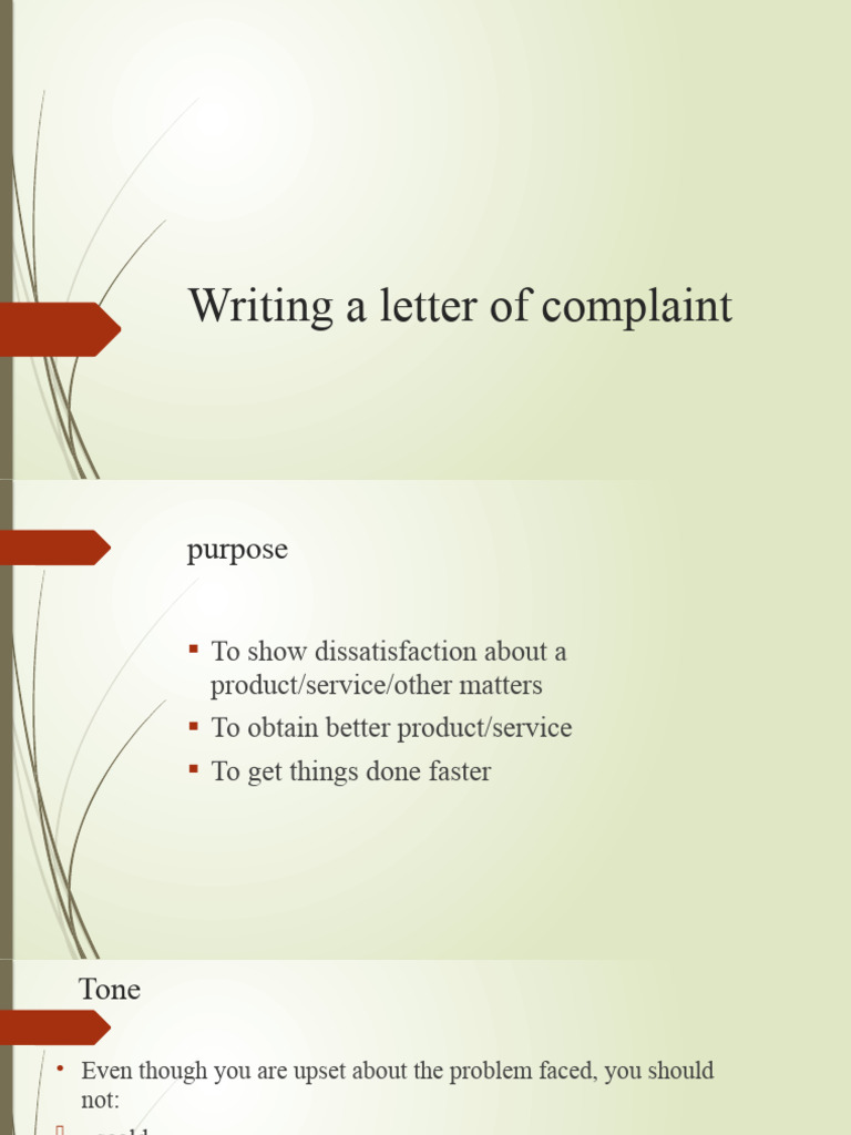 Writing a letter of complaint | PDF