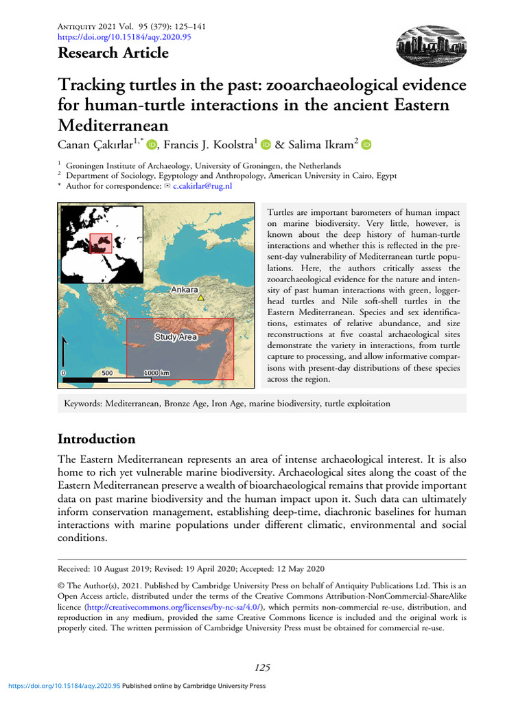 Tracking Turtles in The Past: Zooarchaeological Evidence For Human ...