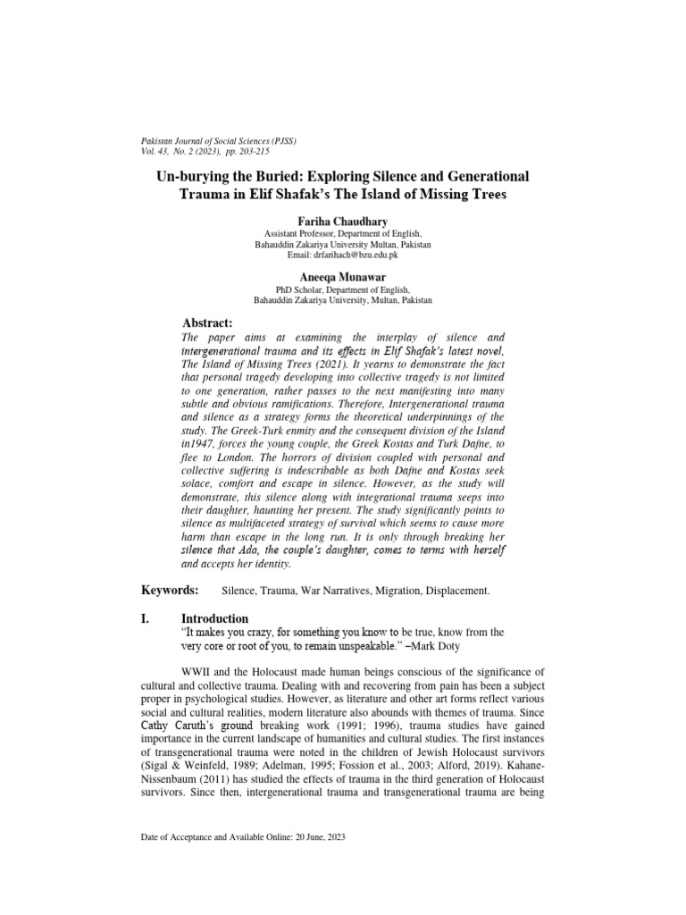 Exploring Silence & Trauma in Fiction | PDF | Psychological Trauma ...