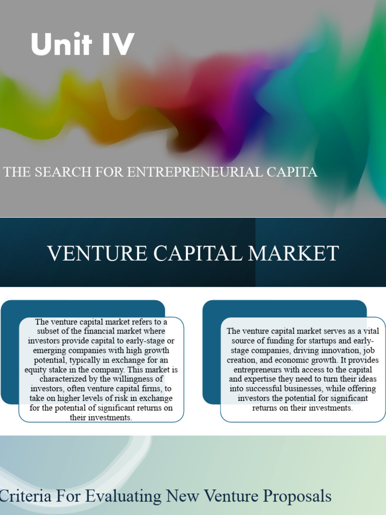 Unit IV-3 | PDF | Corporate Finance | Venture Capital