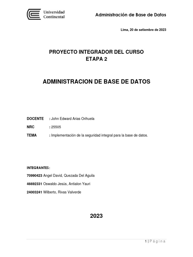 Proyecto Integrador Etapa 2 Grupal PDF | PDF | Bases de datos | SQL