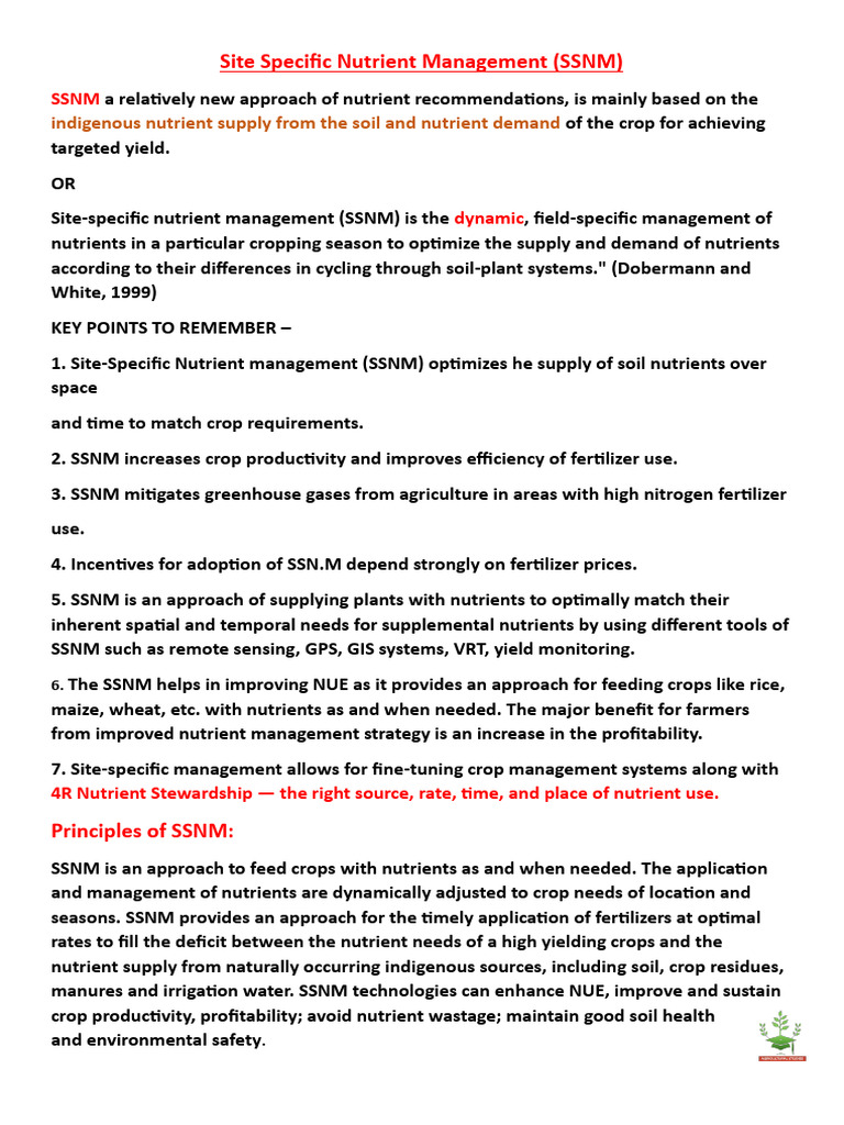 Site Specific Nutrient Management | PDF | Fertilizer | Soil