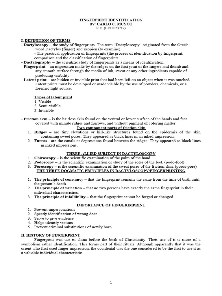 Fingerprint Identification | PDF | Fingerprint