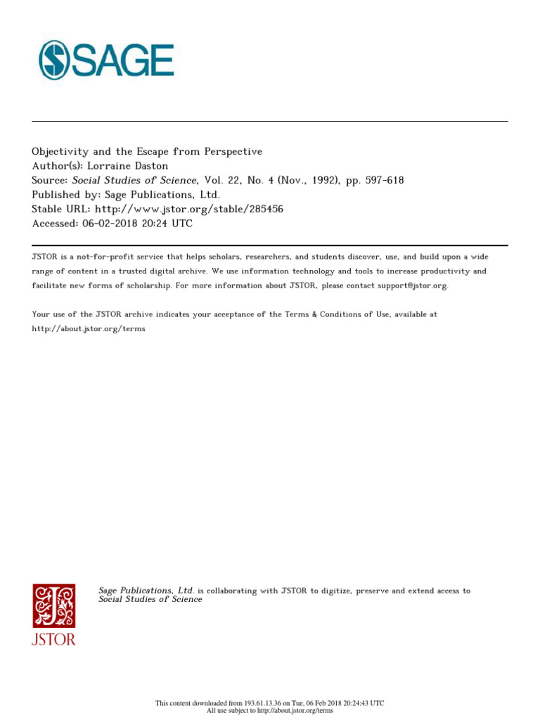 Daston. Objectivity and The Escape From Perspective | PDF | Immanuel ...