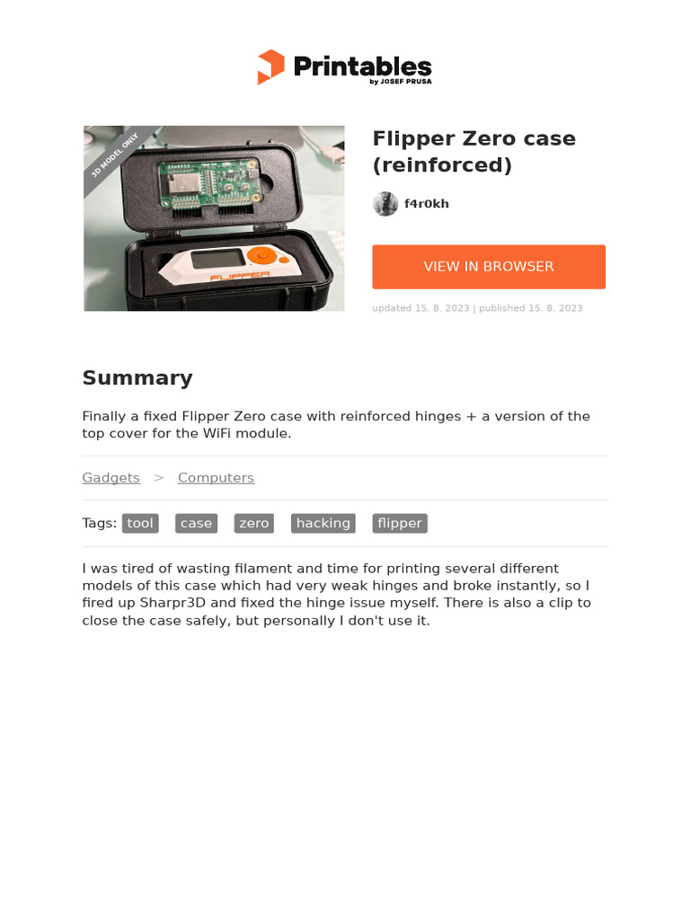 Flipper Zero Case Reinforced | PDF | Computer Engineering | Computer Science