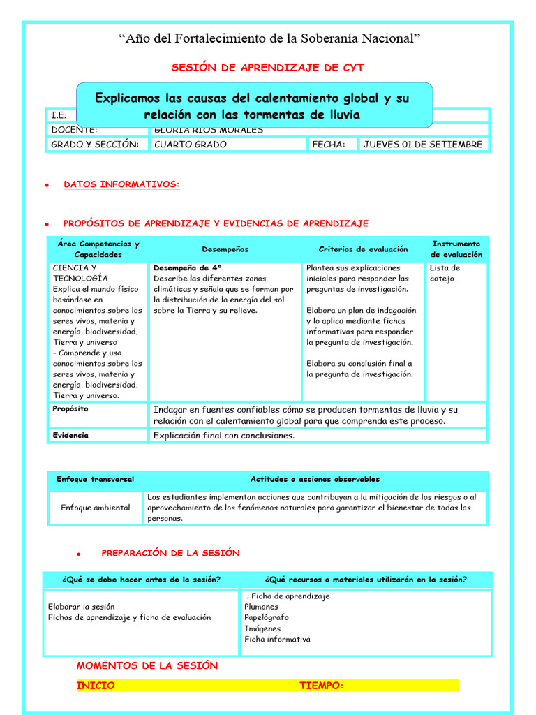ACTIVIDAD DE APRENDIZAJE CUARTO GRADO | PDF | Evaluación | Aprendizaje